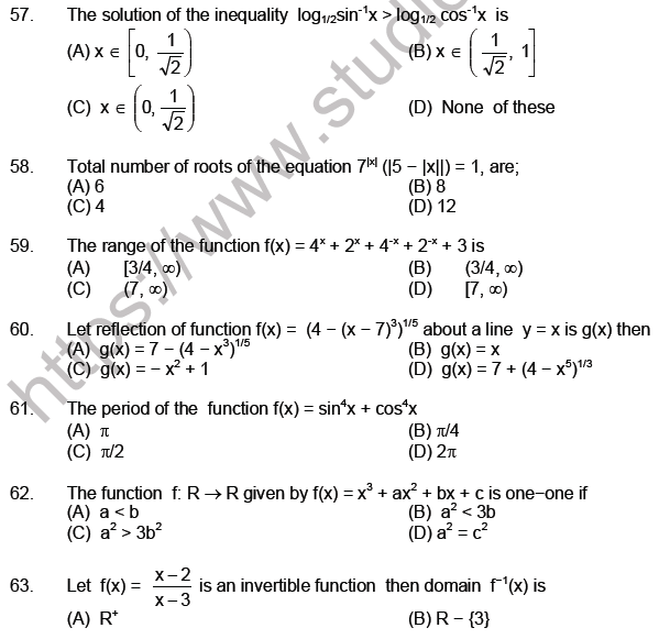 JEE Mathematics Relation and Functions MCQs Set B with Answers